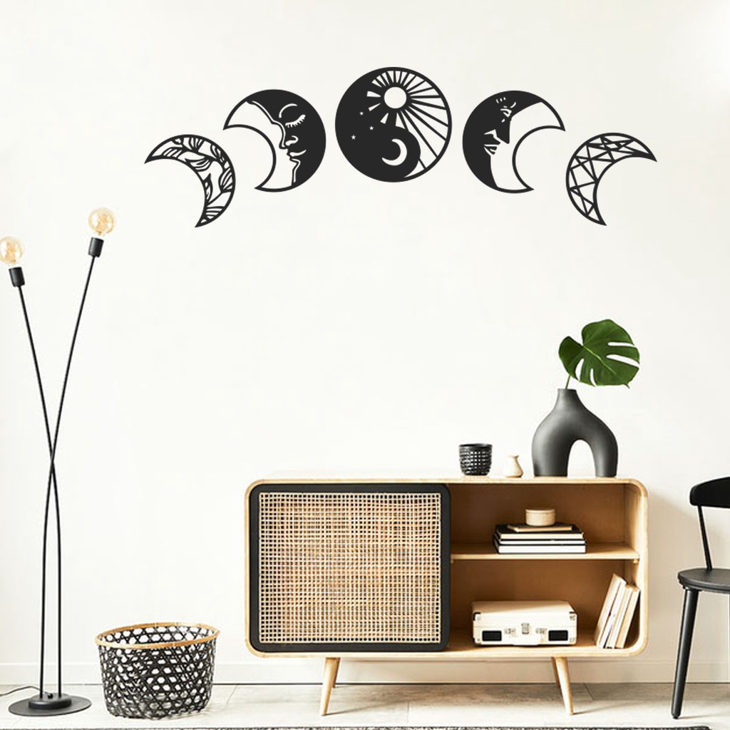 Kit 5 Escultura Vazadas Fases Da Lua Ying Yang 3mm Mdf | Shopee Brasil
