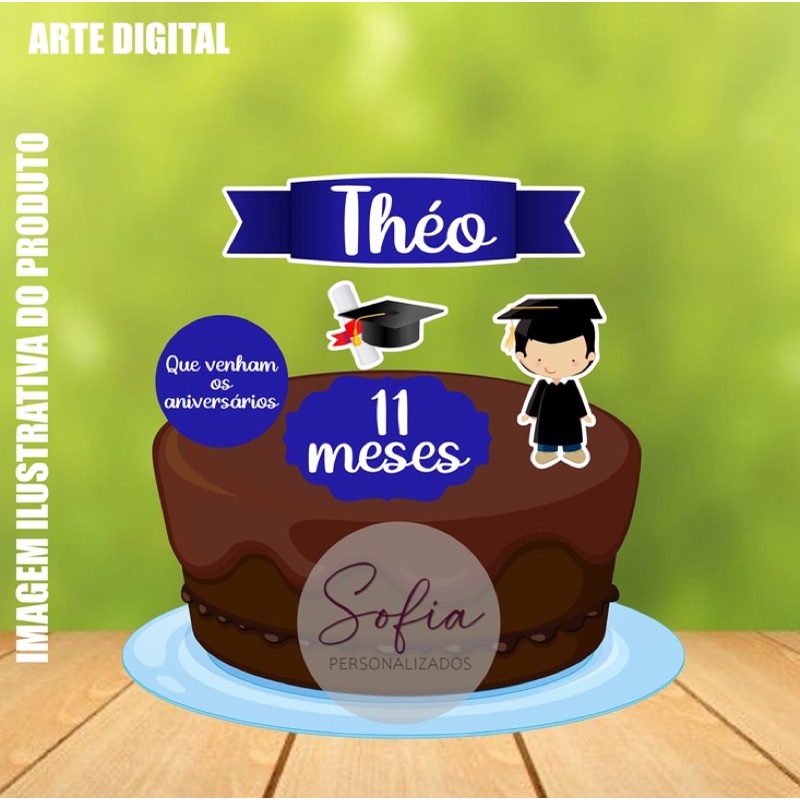 Topo de Bolo - Topper de Bolo Personalizado Mesversario 11 Meses ...