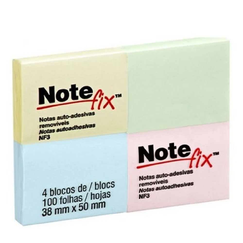 Bloco Adesivo 4 Cores 38x50mm 100 Folhas Note Fix Shopee Brasil