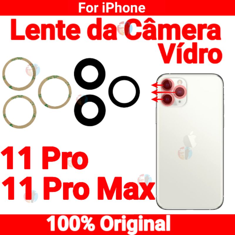 Lente Vidro Camera Traseira iPhone 11 Pro / Pro Max / 11pro - 11promax ...