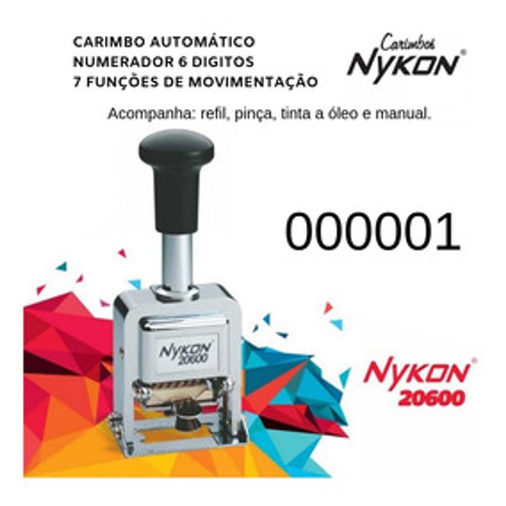 Carimbo Numerador Automático Sequencial 6 Dígitos - Nykon | Shopee Brasil