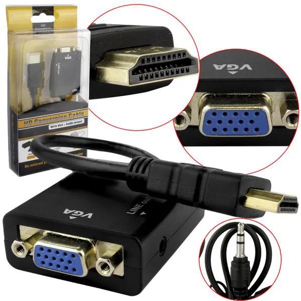 Cabo Adaptador Conversor Hdmi Para Vga Com Saída P2 De Áudio - Desconto ...