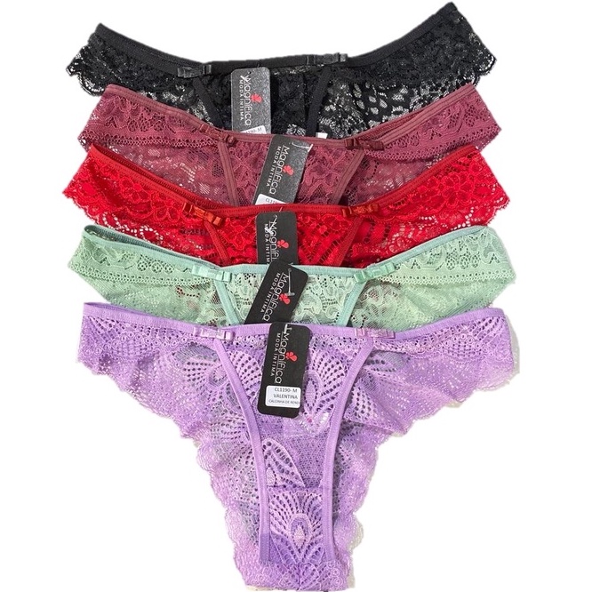 Kit 5 Calcinhas Luxo Tanga String Renda Sensual | Shopee Brasil