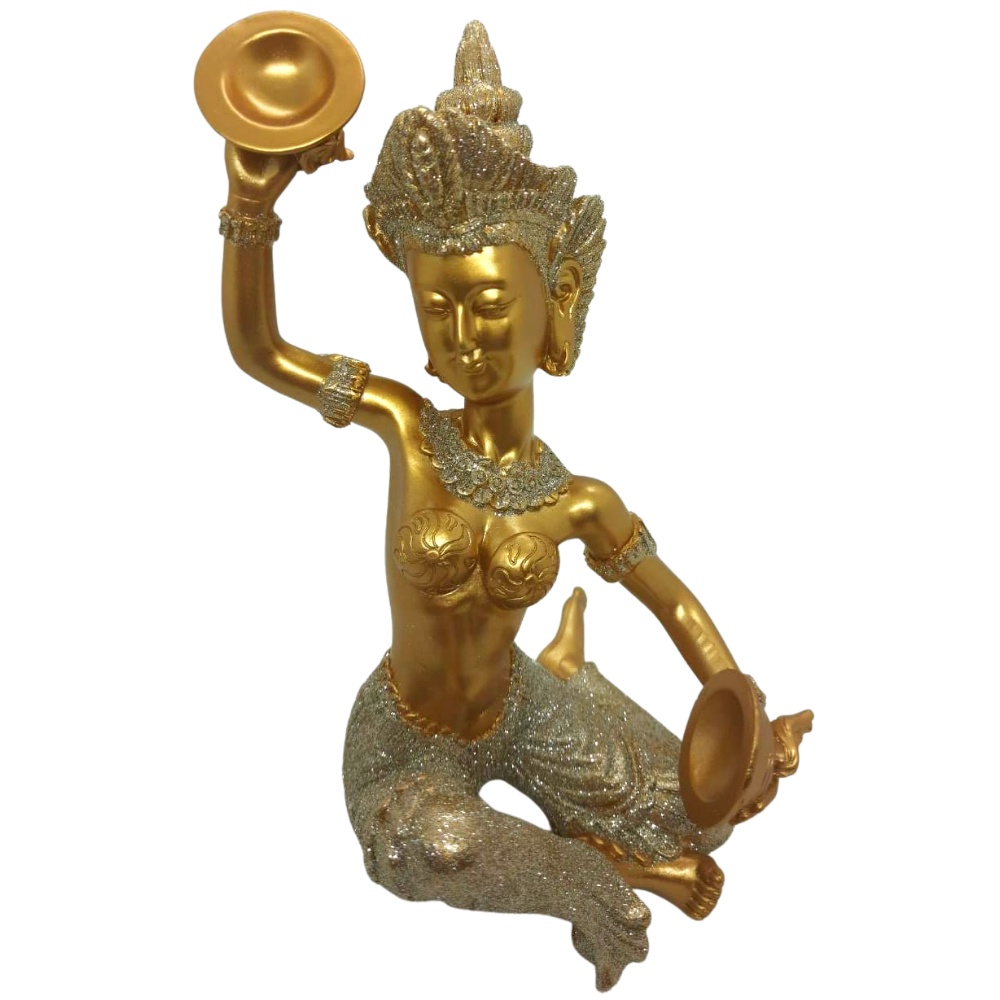 Estátua Tara Deusa Do Tempo Vida Ouro Resina Buda Sabedoria Enfeite ...