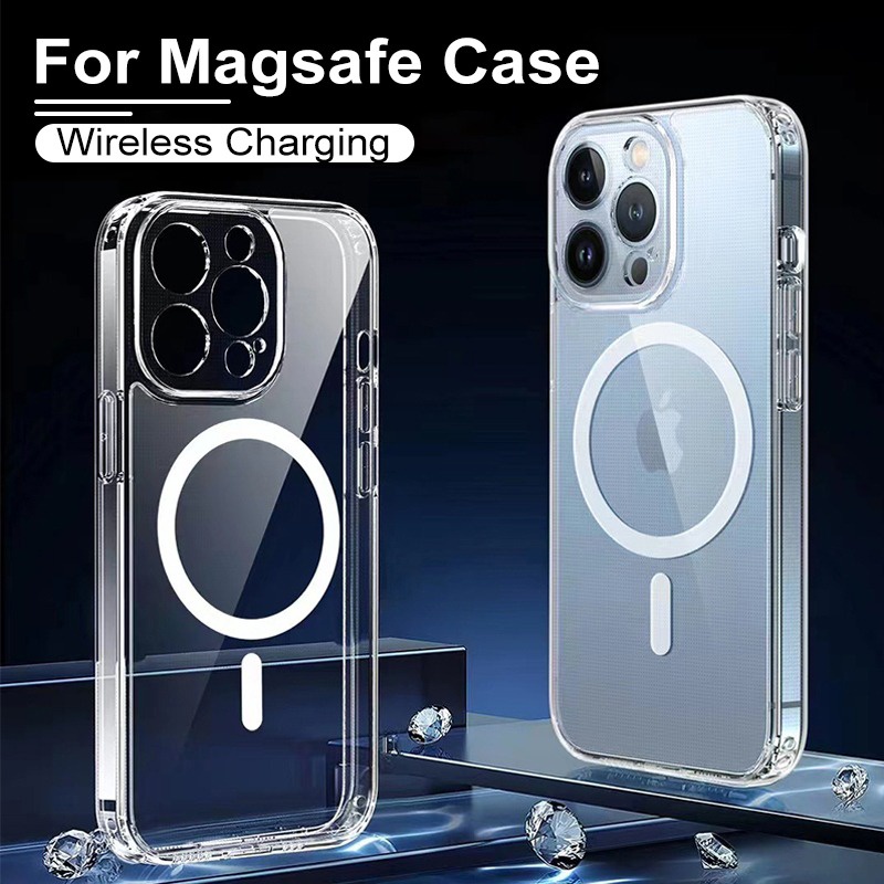 Capa transparente com MagSafe para iPhone 7 xr 11 12 13 14 15 plus pro max | Shopee Brasil