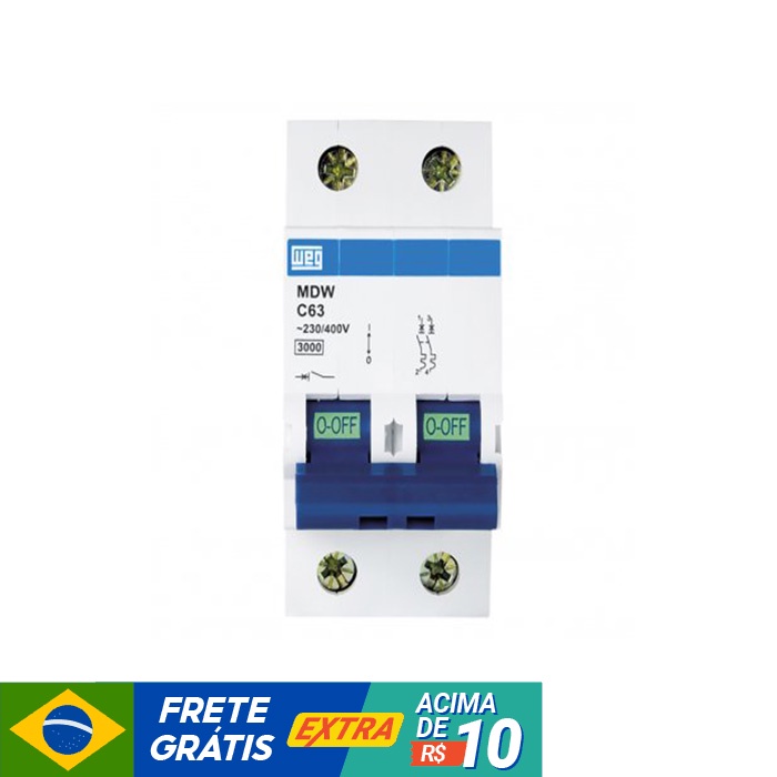 Disjuntor Bipolar Weg Din Curva B 10A 3Ka | Shopee Brasil