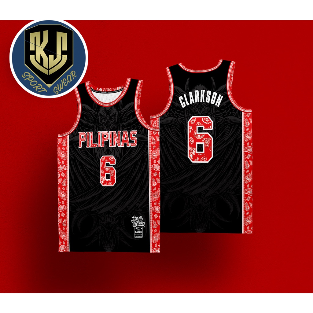 Basquetebol JERSEY Para Homens PILIPINAS Preto & Vermelho Sublimação ...