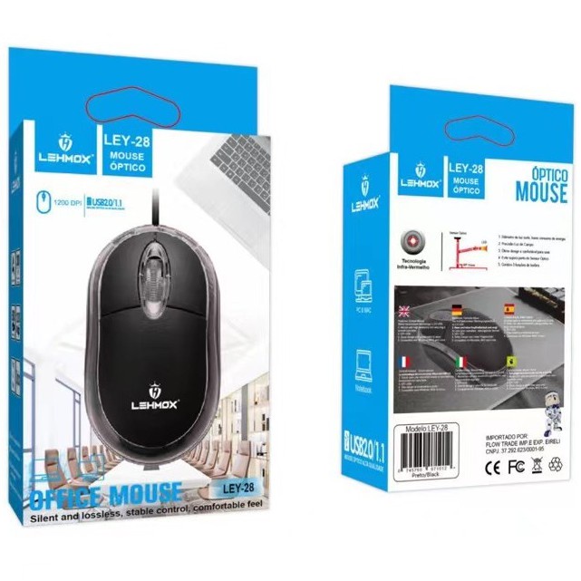 Mouse Usb óptico Com Fio Usb Notebook Computador Pc 1200dpi Original,Lehmox ley 28 | Shopee Brasil