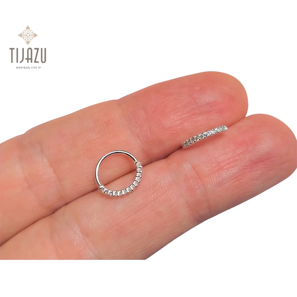 Piercing Nariz Argola Cravejada Prata 925 | Shopee Brasil