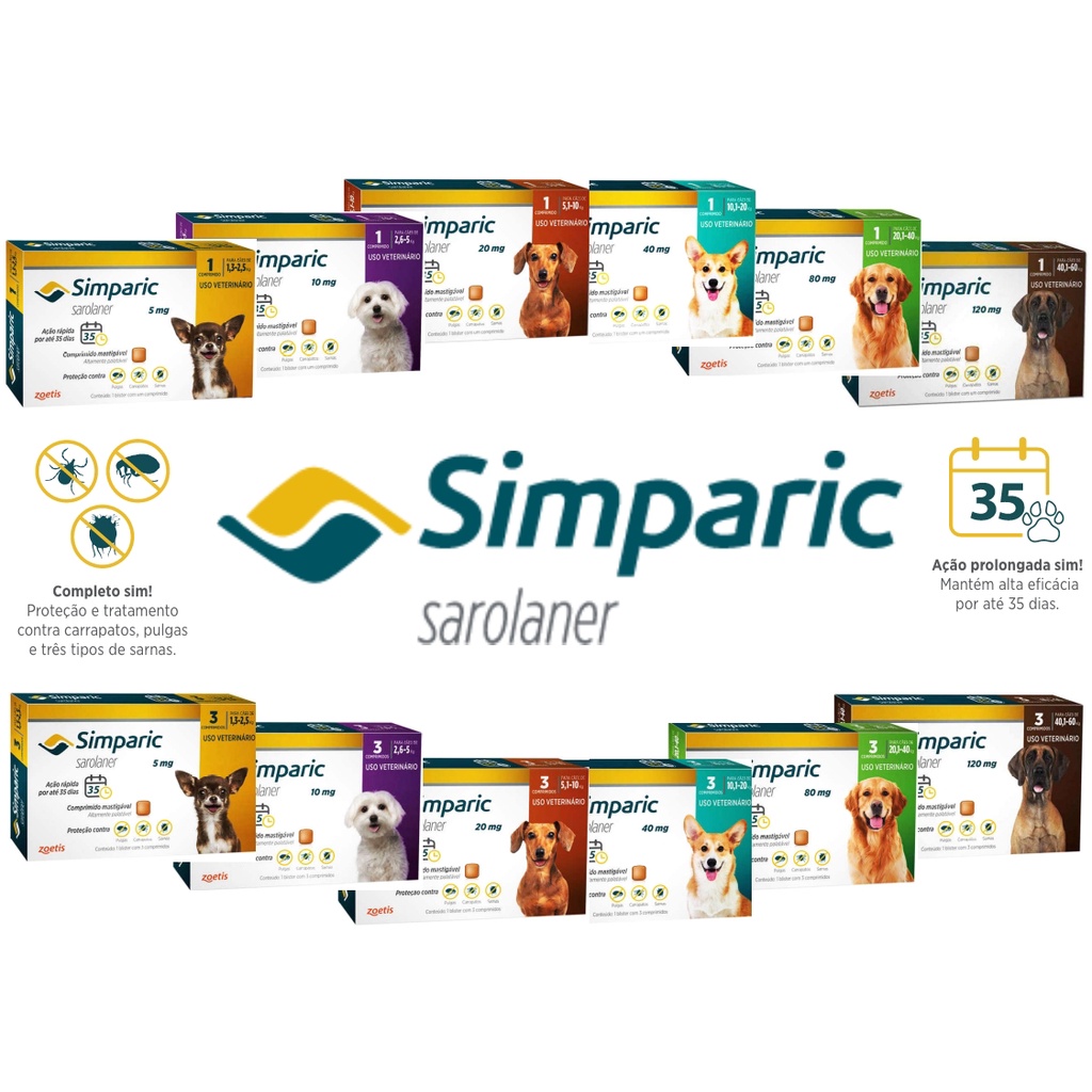 Simparic - caixa com 1 ou 3 comprimidos - escolha variação | Shopee Brasil