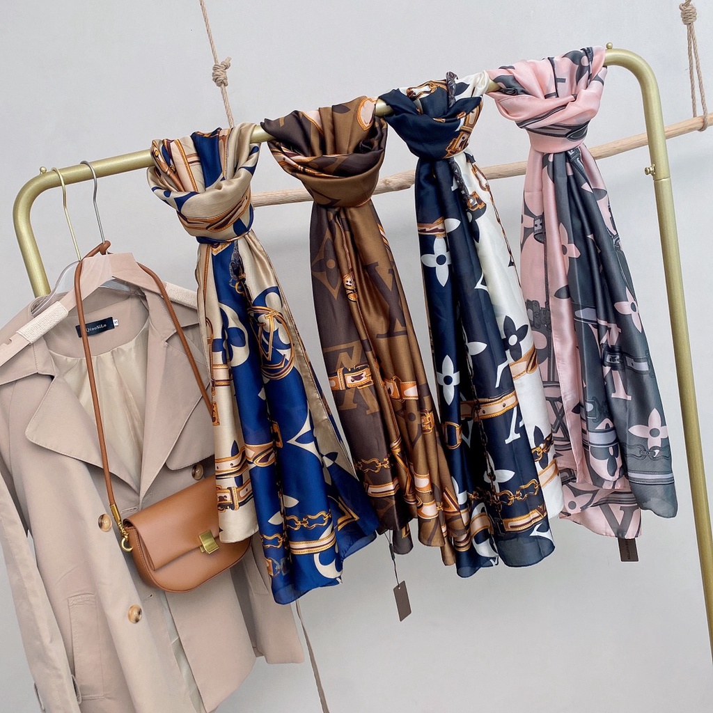 2022 Marca Luxuosa Cachecol De Seda Feminino Padrão Clássico Xales ...