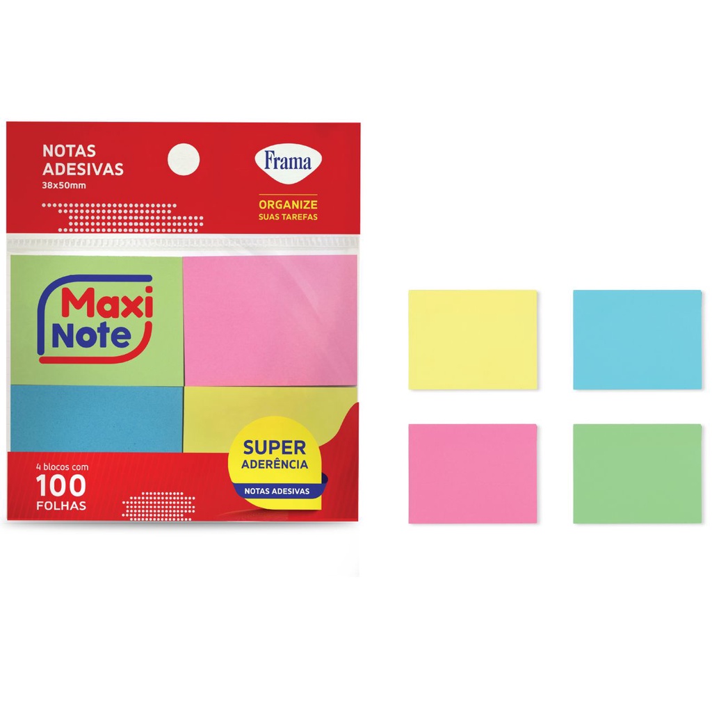 Maxi Notes Adesivos 4 Blocos Cor Pastel C/ 100 folhas | Shopee Brasil