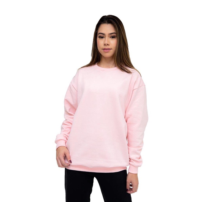 Moletom feminino Fechada Lisa Sem Bolso Sem Capuz Moleton | Shopee Brasil