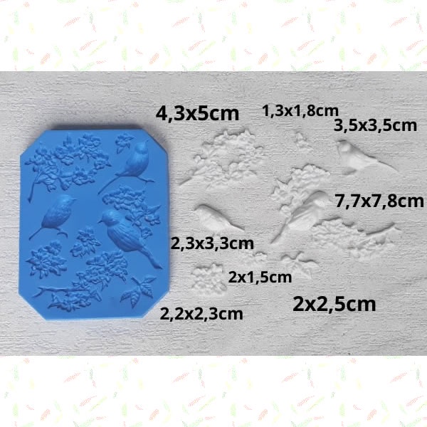Molde de Silicone L41 biscuit e confeitaria pássaros e galhos | Shopee ...