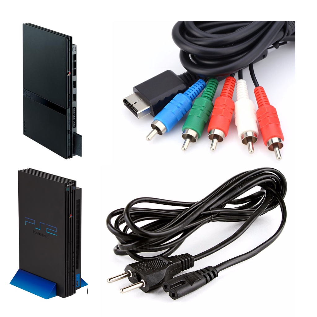 Kit de Cabos Para Console Ps2 cabo Video Componente + Cabo de Força ...