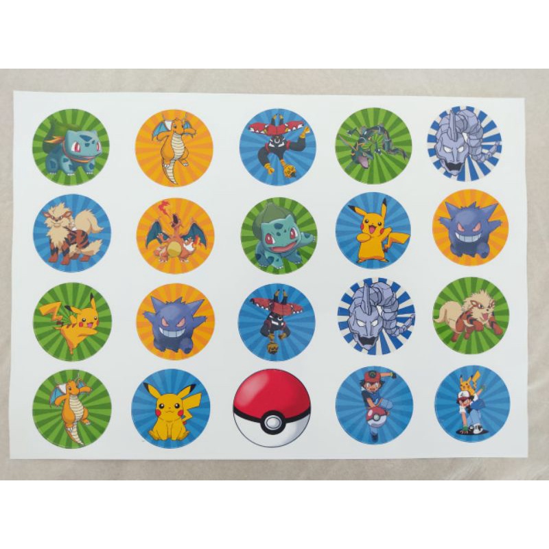 Adesivos Pokémon redondo 20 unidades | Shopee Brasil