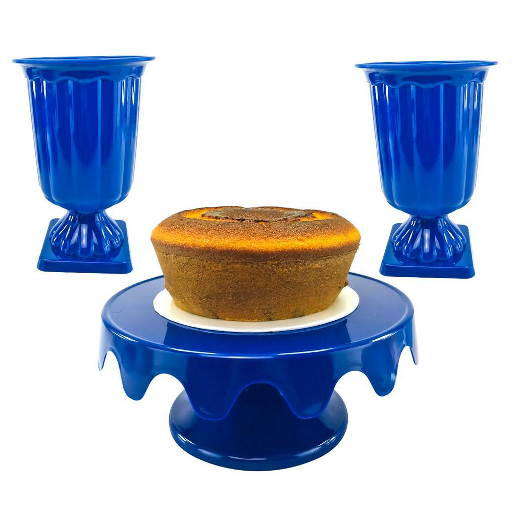 Kit Boleira 28cm + 2 Vasos Grego Decoração de Mesa - Azul Royal ...