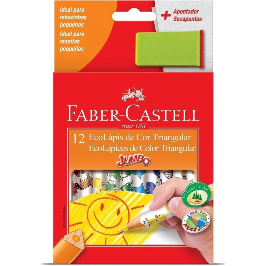 Caixa De Lápis 12 Cores Jumbo Triangular C/apontador | Shopee Brasil