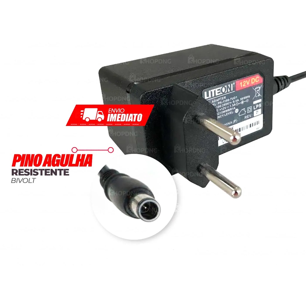 Fonte De Alimentação Chaveada Bivolt 12v 1.5a Pino P4 com Agulha ...