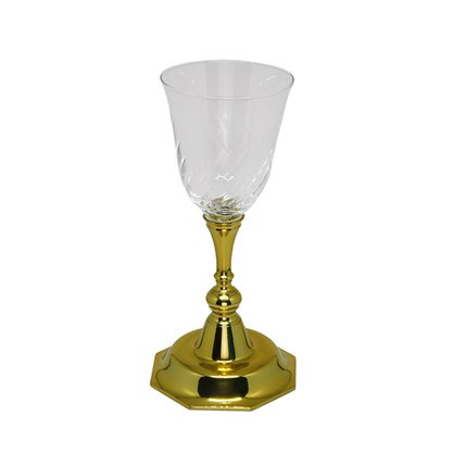 Calice Octogonal Cristal Base Dourada 24cm | Shopee Brasil