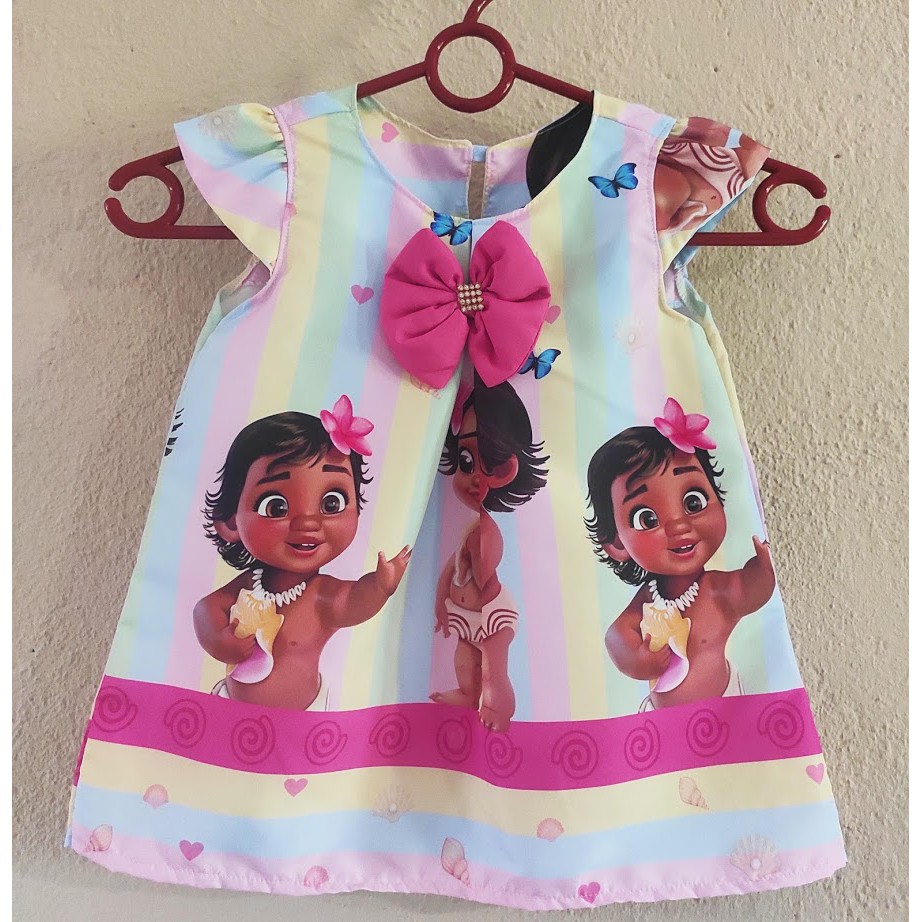 Vestido Trapézio Temático Infantil Moana Baby Linda fofa | Shopee Brasil