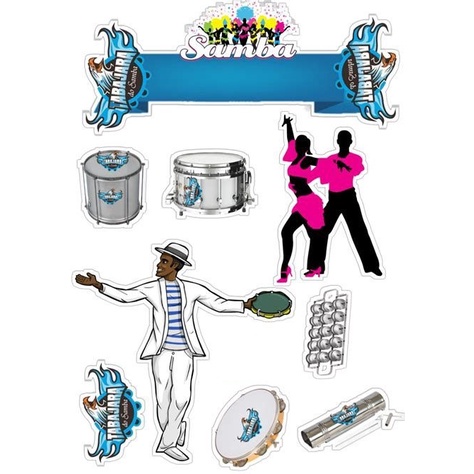 Topo Topper Bolo SAMBA CARNAVAL Cortado Colado Personalizado | Shopee ...