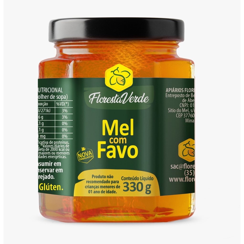 Mel com favo Floresta Verde - 330g | Shopee Brasil