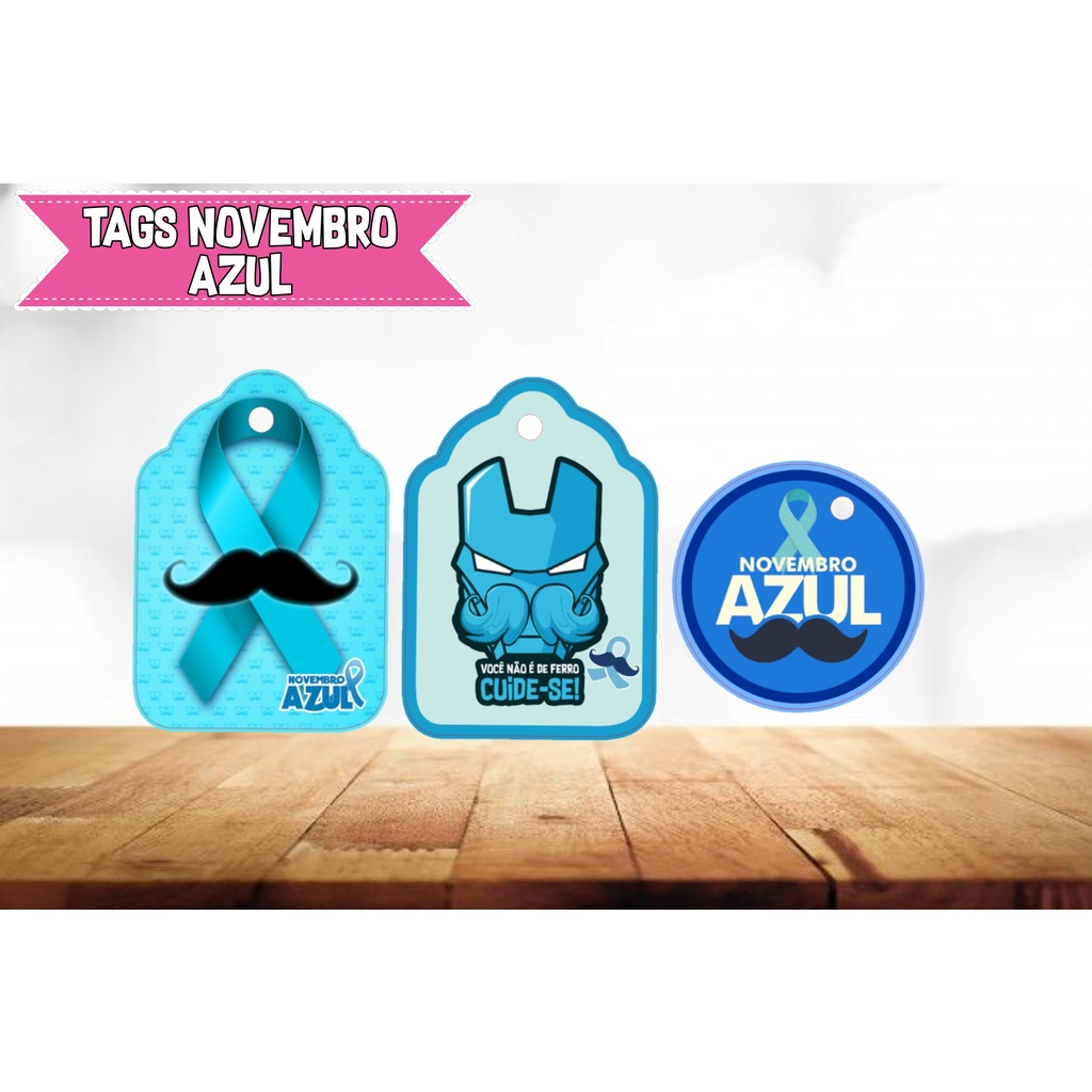 Kits de Tags Etiquetas Novembro Azul para Clientes - Lembrancinhas ...