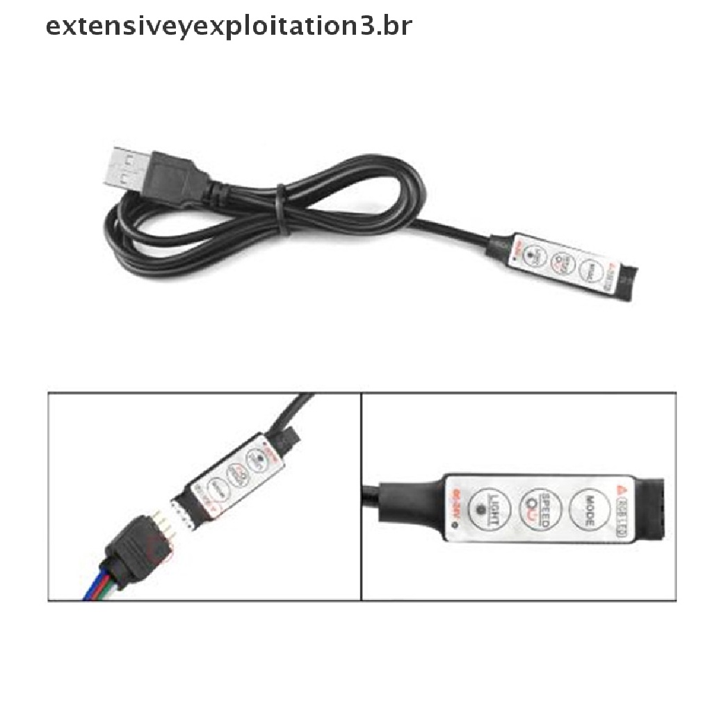 Cabo Conector Usb Linha De Controle Para Rgb Led 3 Chaves 4 Pinos ...