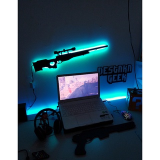 Sniper AWM Rifle em RGB Luminária de parede SETUP GAMER | Shopee Brasil
