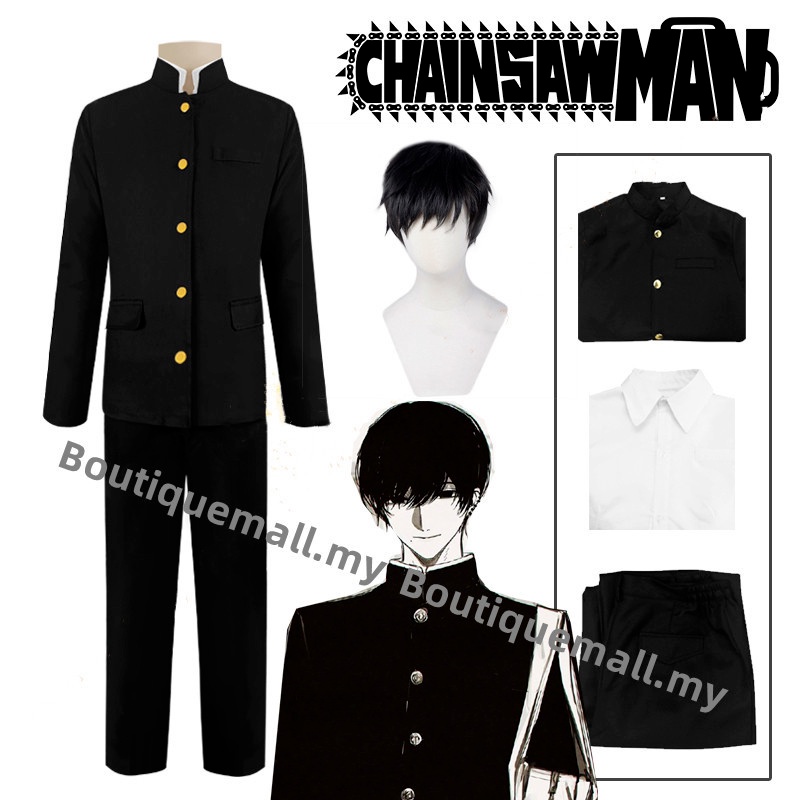 Anime Chainsaw Man Yoshida Hirofumi Cosplay Costume Wig Black Outfit ...