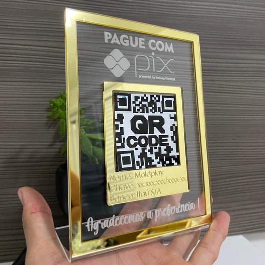 Placa Pix Display Mesa Balcão PIX Interativo Personalizável - Placa Qr ...