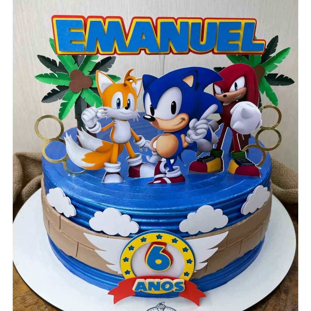 Topo De Bolo Sonic Topper Personalizado Festa Sonic | Shopee Brasil