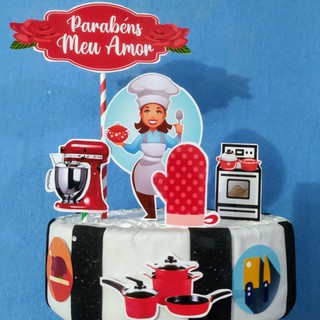 Topo de Bolo Cozinheira | Shopee Brasil