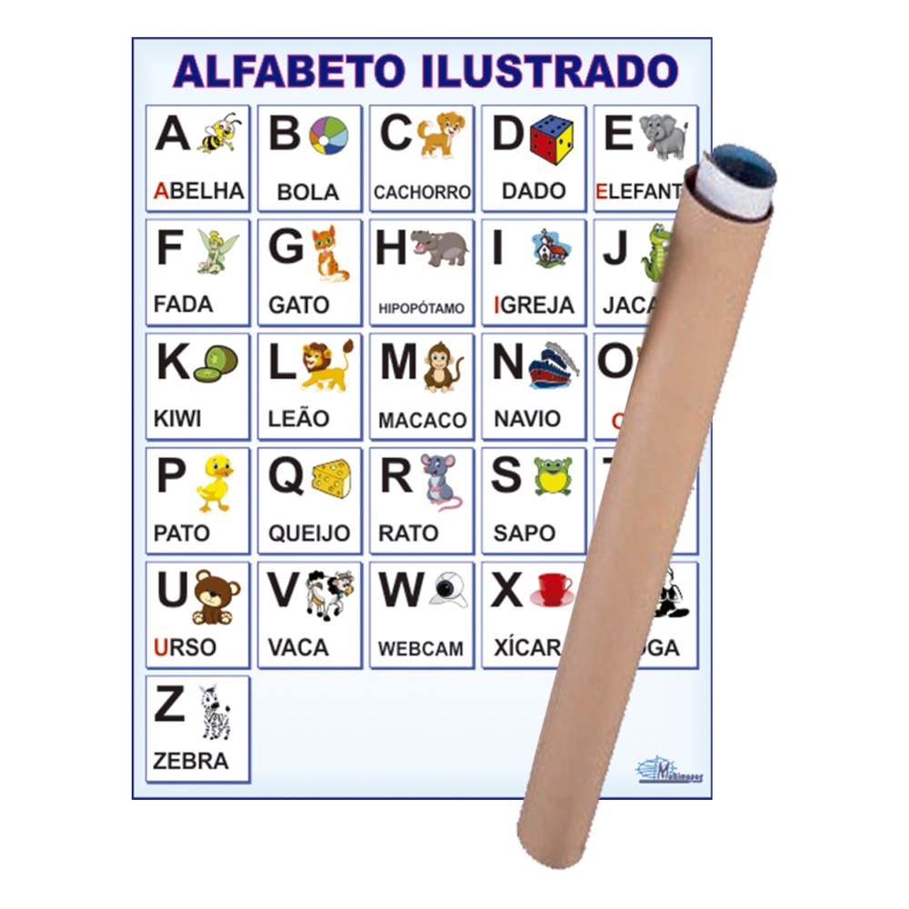 Mapa Alfabeto Ilustrado Enrolado Laminado Gigante 120x90cm - Atual ...