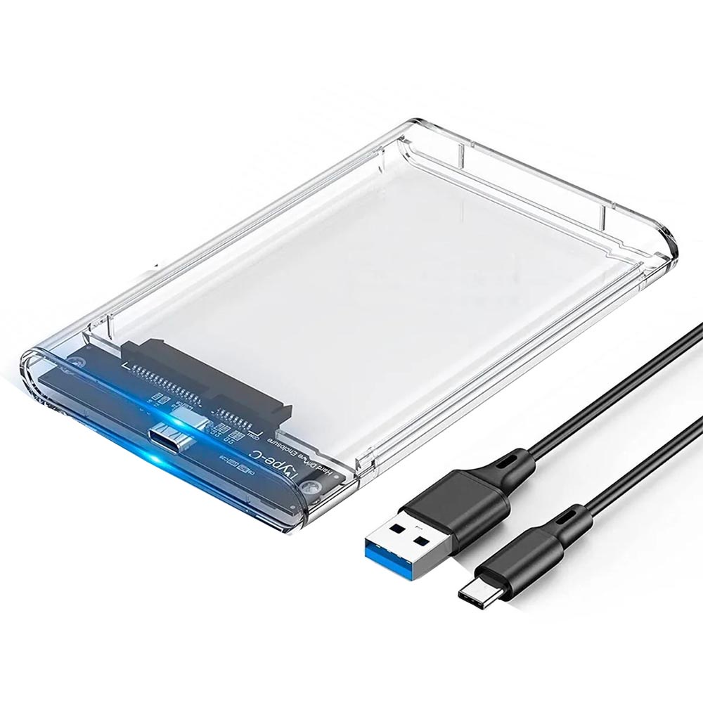 Case USB-C 3.0 Transparente para HD SATA / SSD 2,5 | Shopee Brasil