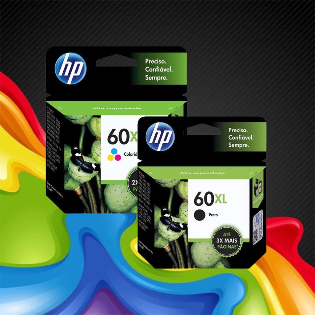 kit Cartucho Hp 60xl Preto E 60xl Color Original F2480 | Shopee Brasil