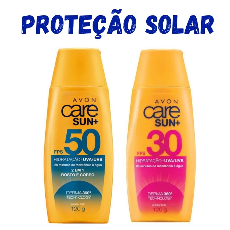 Protetor solar FPS 50 e FPS 30 Avon care sun 120g Rosto e corpo | Shopee Brasil