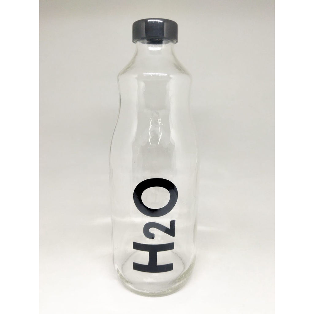 Garrafa 1 litro H2O de Vidro transparente + Tampa Preto | Shopee Brasil