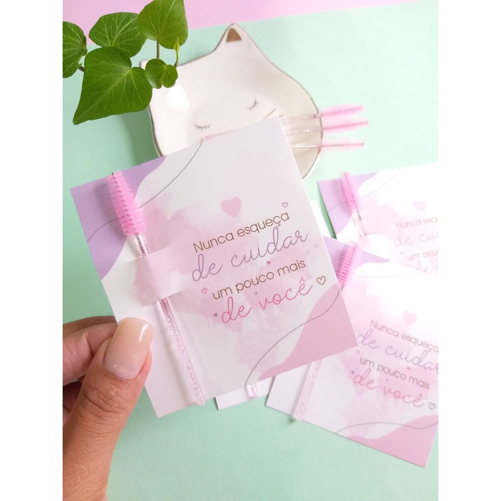 10 Cartões + escovinha de cílios - mimo para clientes Lash design ...