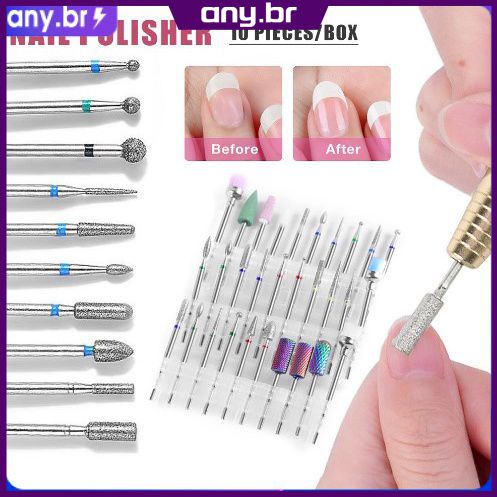 Kit Brocas Diamantadas Cutilagem Russa 10 Unidades Unhas | Shopee Brasil