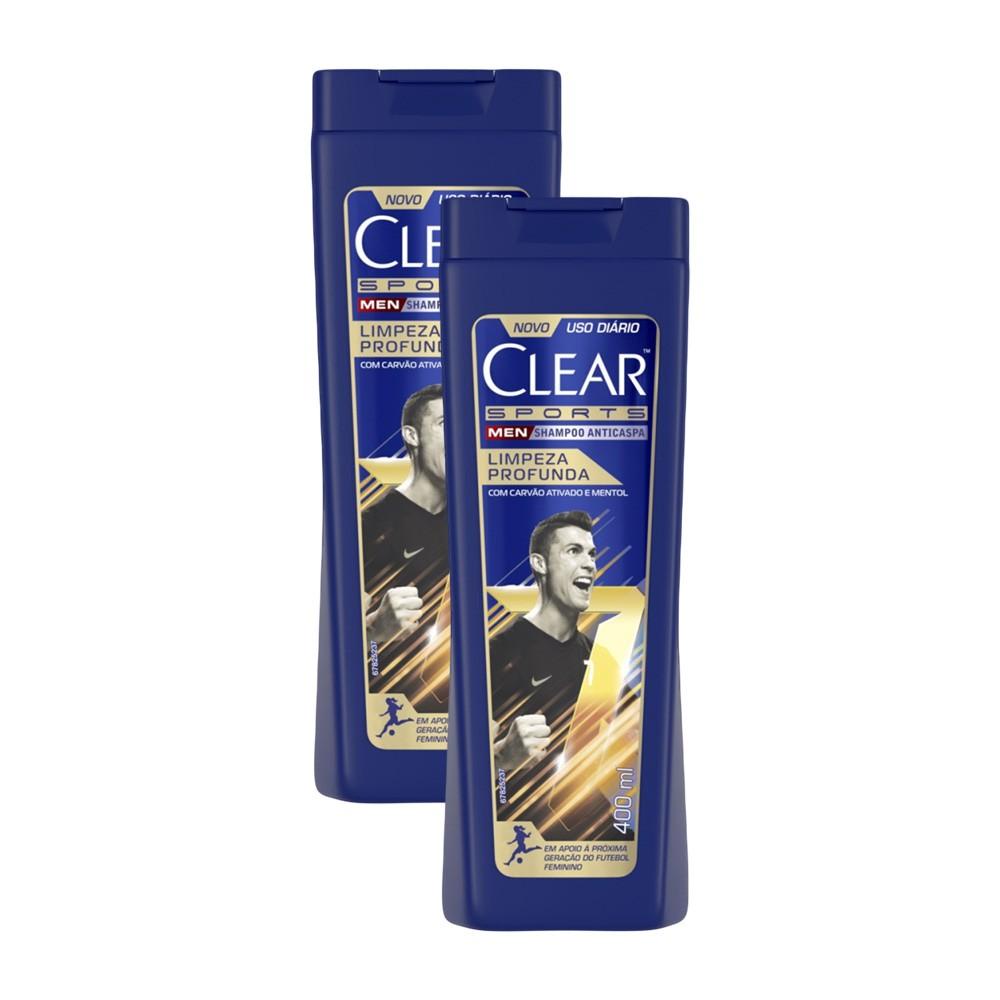 Kit 2 Shampoos Clear Men Sports Limpeza Profunda 400ml cada - Escorrega ...
