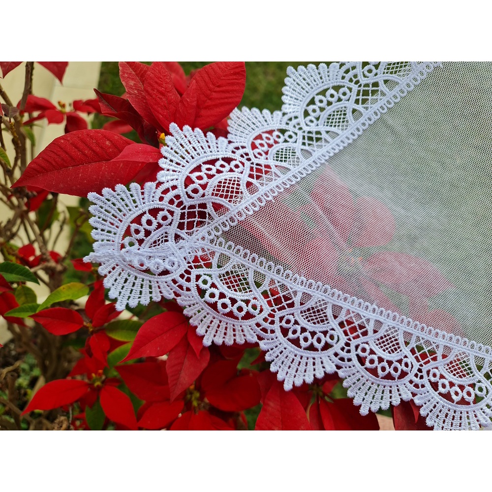 Véu Ccb Para Igreja Renda Bordada Guipir Branco N438 | Shopee Brasil