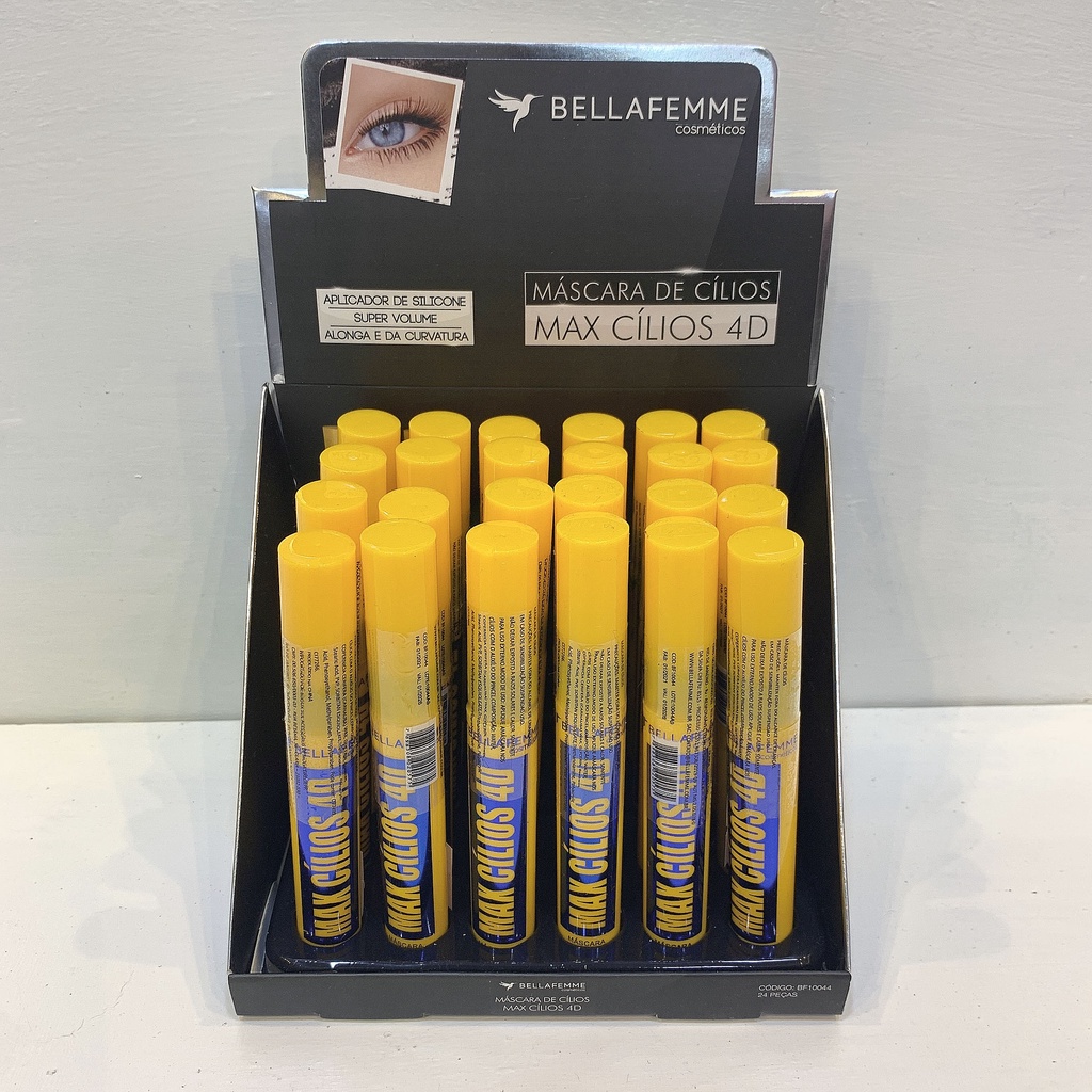 Máscara de Cílios MAX CÍLIOS 4D Rímel 5ml BELLAFEMME super volume | Shopee Brasil