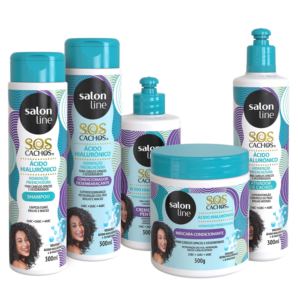 Salon Line Sos Cachos Ácido Hialurônico Kit Completo 5 Prod. | Shopee ...