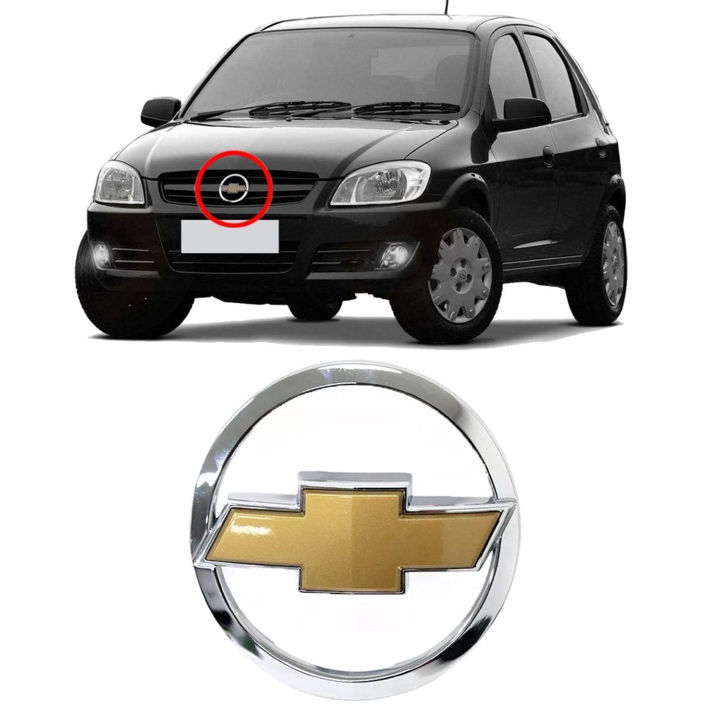 Emblema Grade Celta Prisma 2007 2008 2009 2010 Dourado | Shopee Brasil