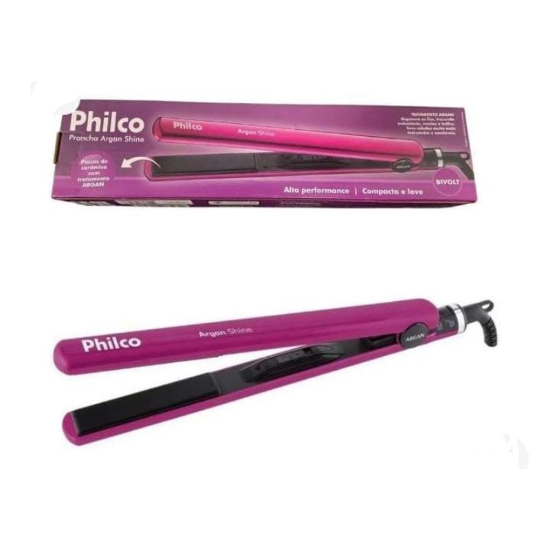 Chapinha - Prancha Argan Shine Rosa Philco Bivolt | Shopee Brasil