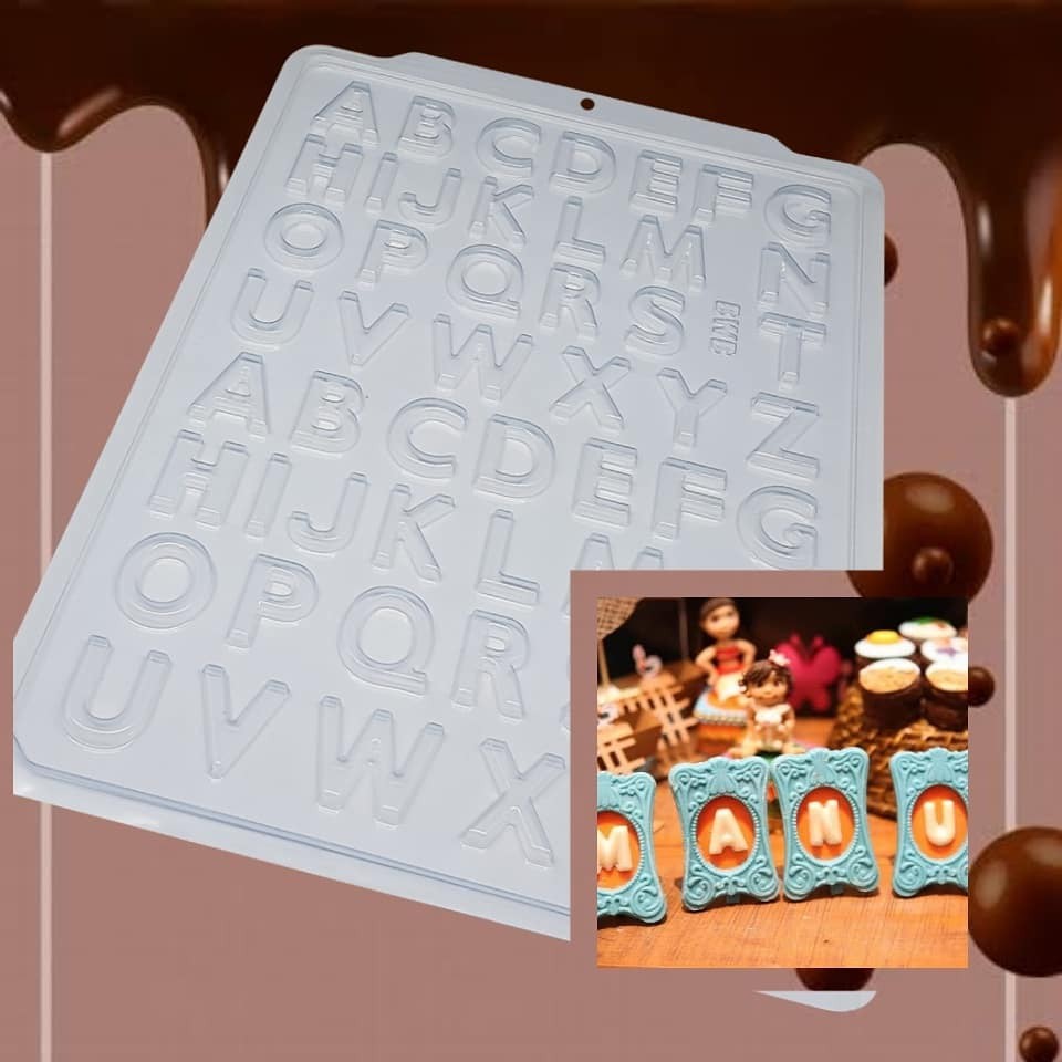 Kit C/2 Formas De Acetato Simples P/ Chocolate Molde Letras Do Alfabeto ...