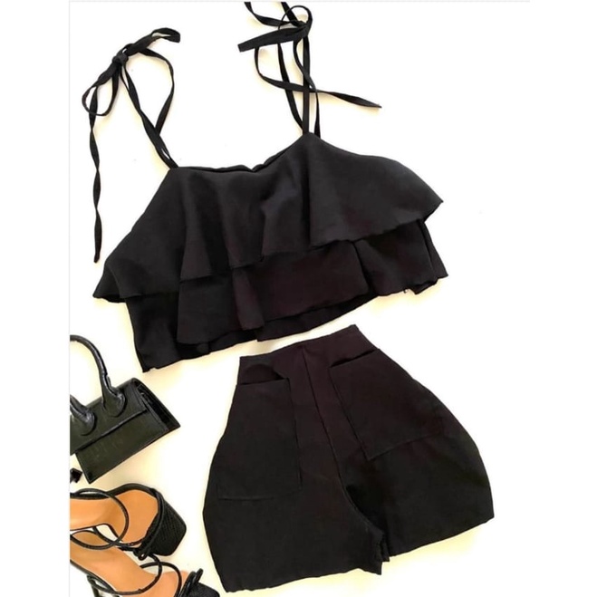 conjunto feminino ,short+cropped, cropt com alça regulável | Shopee Brasil
