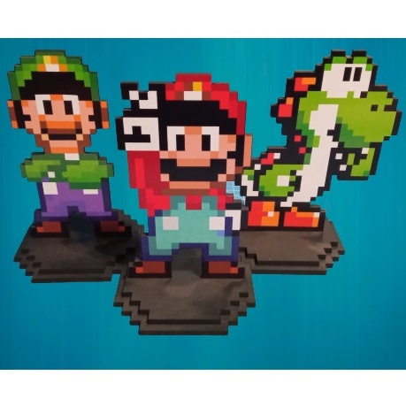 Pixel arte super Mario World MDF 6mm 3 unidades | Shopee Brasil